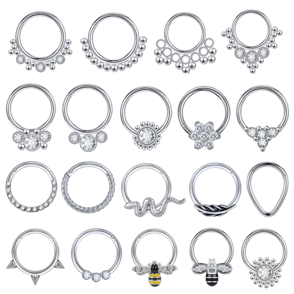 1 Pieza Flor De Circón Cúbico Septum Clicker 316L Acero Inoxidable ...