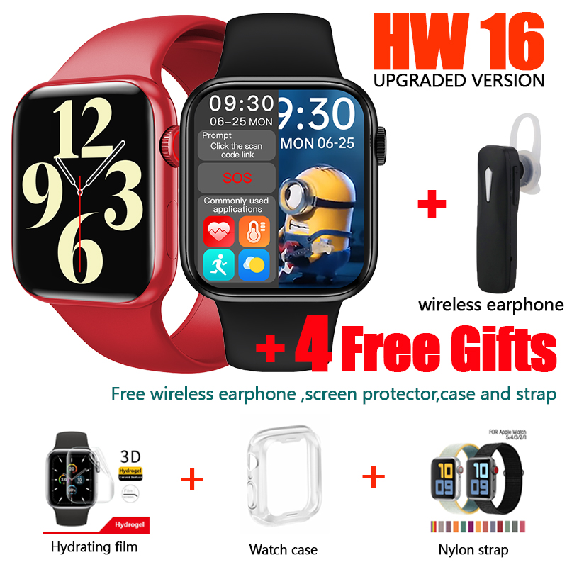 2021 HW16 Reloj Inteligente Con 4 Gratis 1.72inch Pantalla Completa 44MM 3D Dinámica UI ...