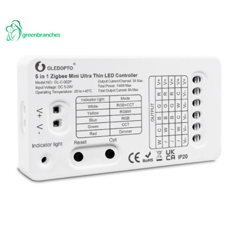 GLEDOPTO Zigbee 3.0 DC5-24V Mini 5 En 1 RGBCCT/RGBW/RGB/CCT/Dimmer LED ...