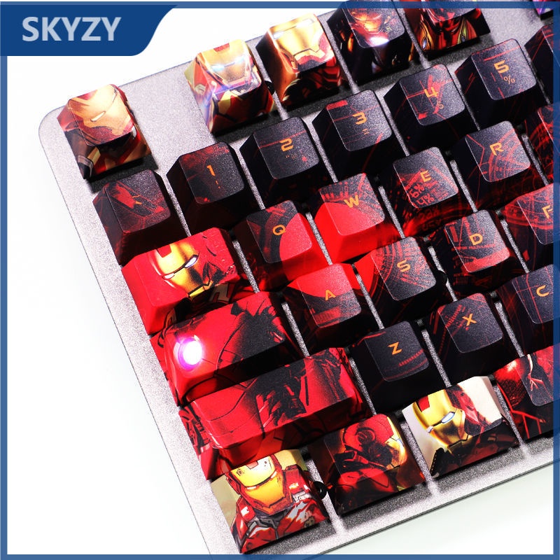 Iron Man Keycaps Cherry Profile Marvel Superhero Theme Anime PBT Tinte ...