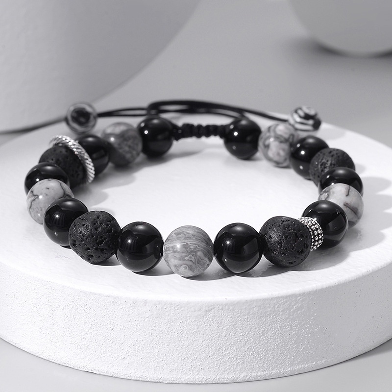Pulsera De Cuerda De Piedra Volcánica De 10 Mm Para Hombre , manual ...