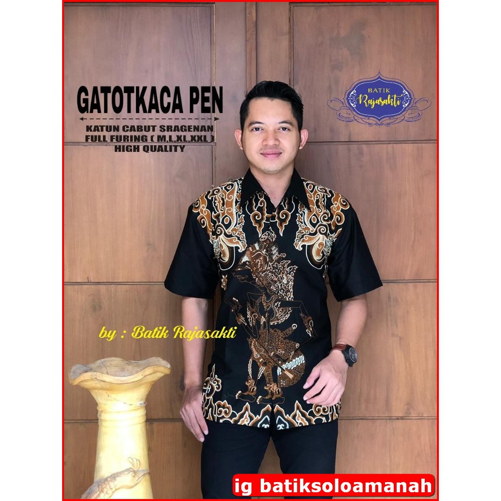 Majapahit BATIK SOLO KEMEJA BATIK hombres SOLO brazo corto Layerta FURING Top BATIK PREMIUM ...