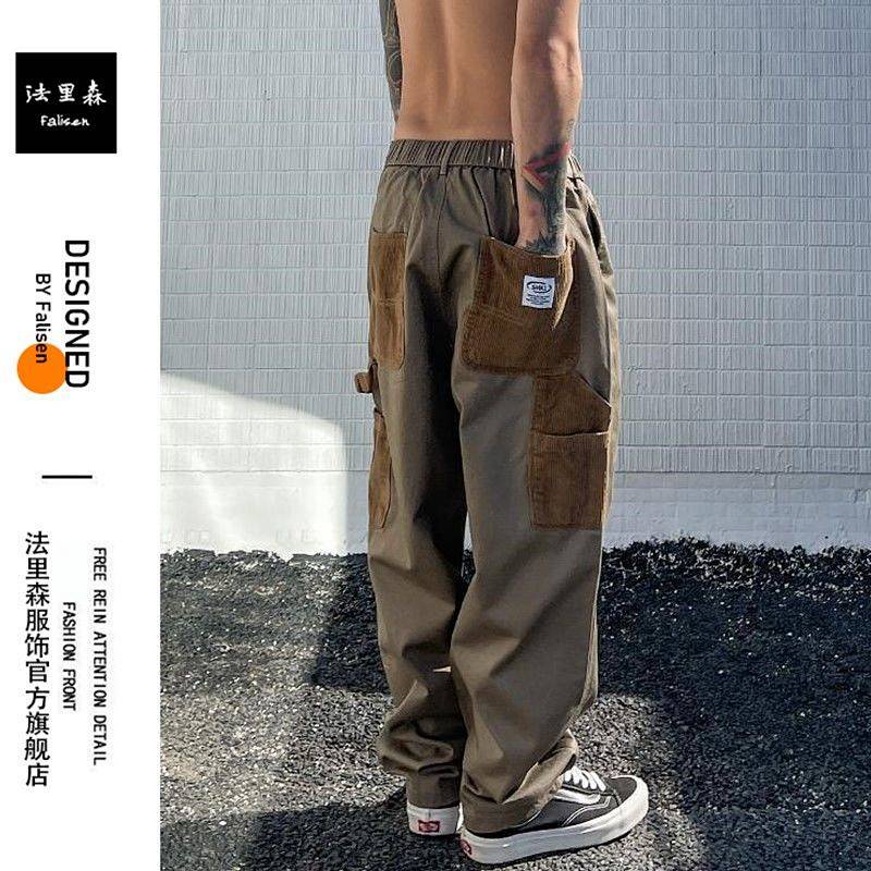 Japanese Style Straight Cargo Pants Men's and Women's Spring and Autumn ...
