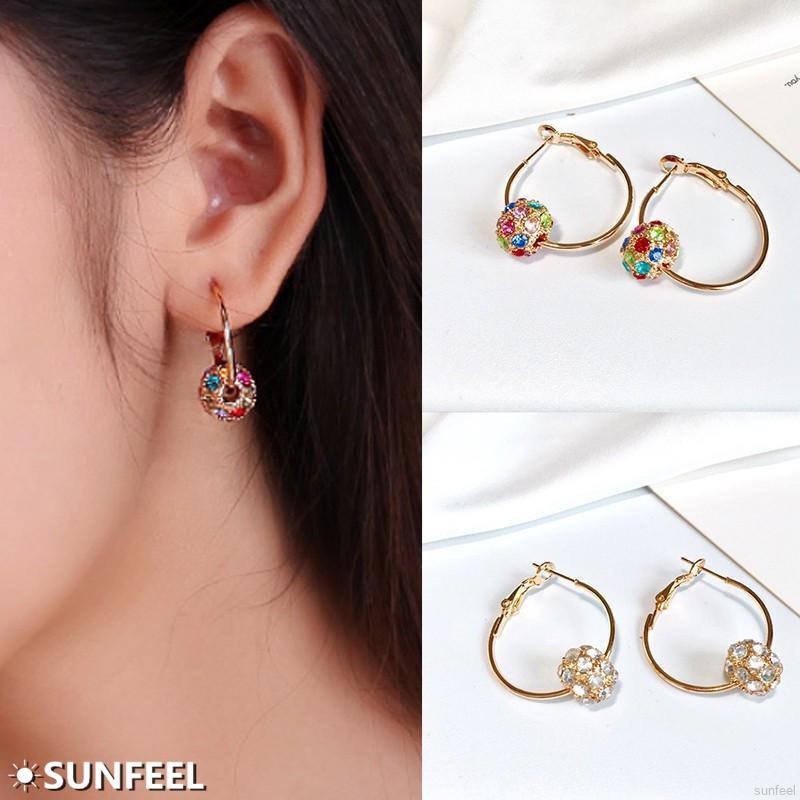 Sunfeel Arete Colorido Para Mujer Con Cuentas De Cristal/Afortunado/Adornos De Oreja | Shopee ...