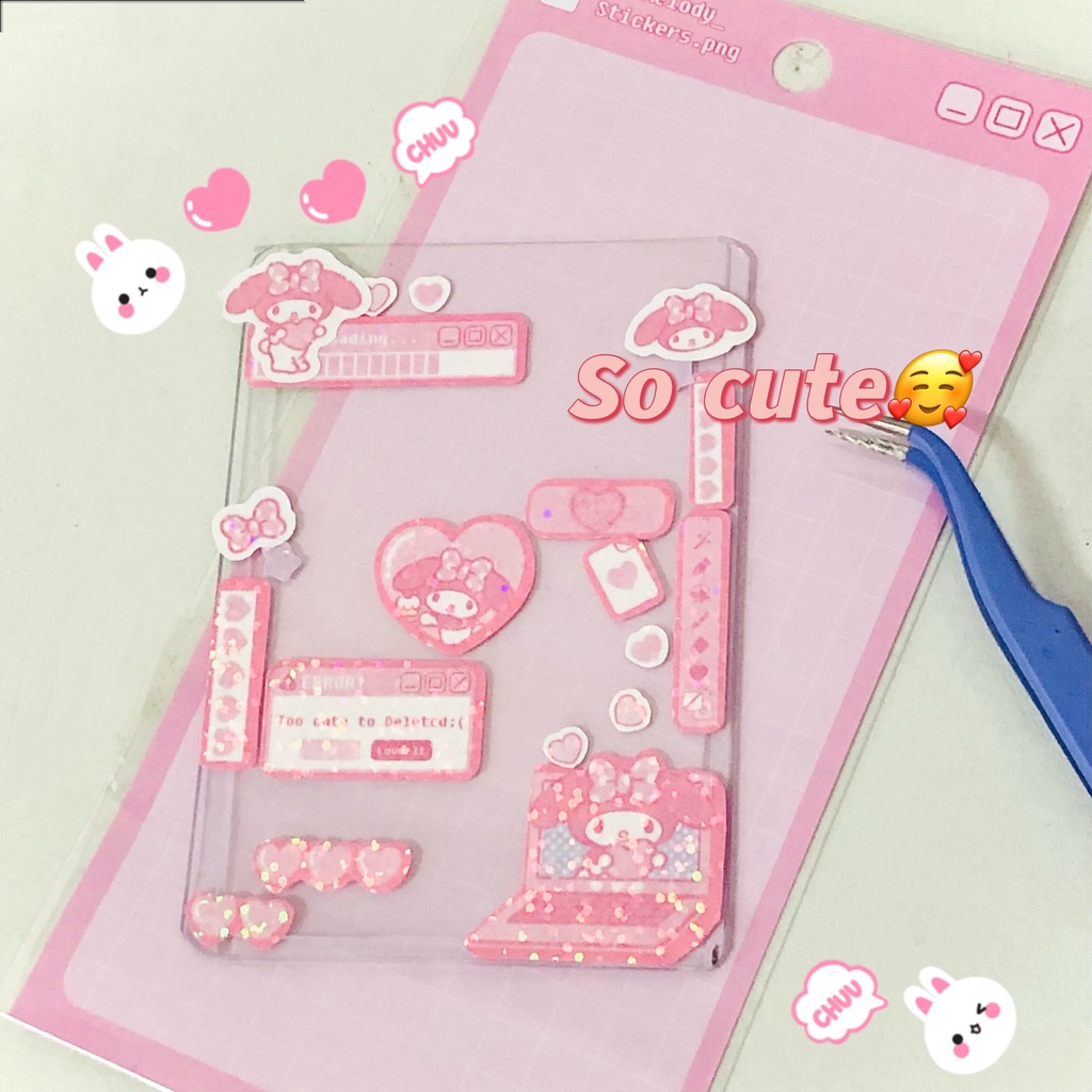 Sanrio ins girl heart goo card sticker cute cartoon flash film laser ...