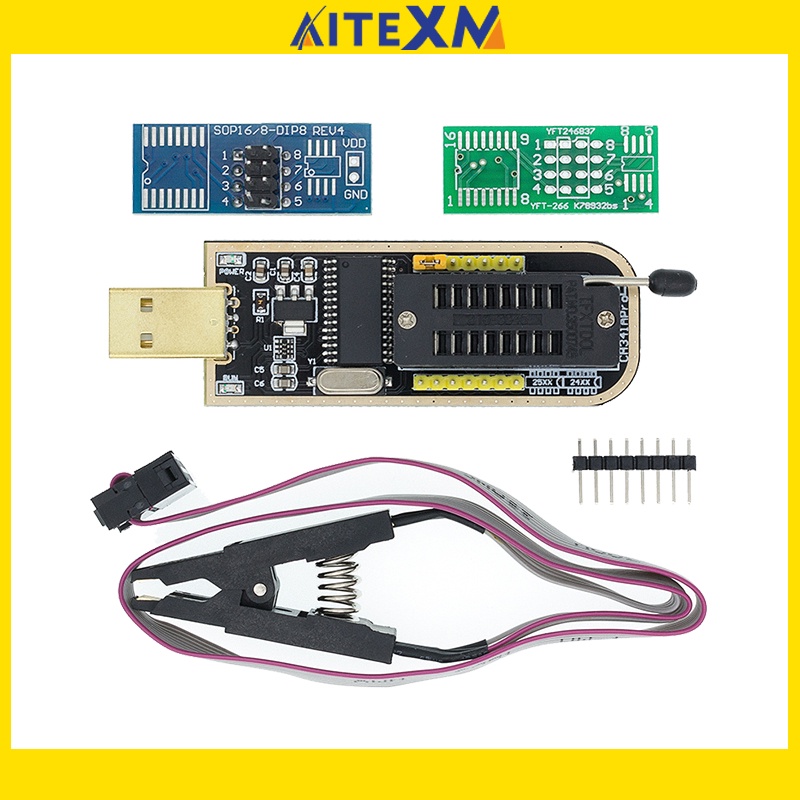 CH341A 24 Serie 25 EEPROM Flash USB BIOS Programador Módulo + Soic8 Sop8 Clip De Prueba Para ...