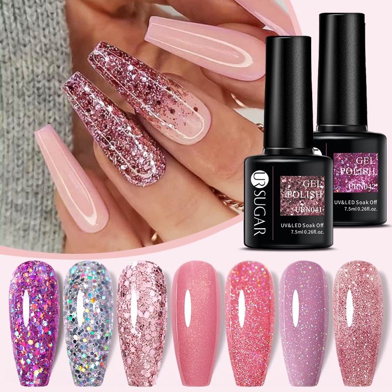 UR SUGAR 7,5 ml Bling Lentejuelas UV Gel Poliah De Uñas Brillante De ...