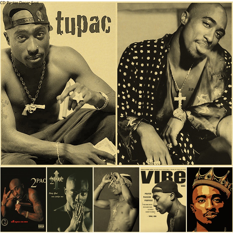Hip Hop Singer Tupac Póster Retro Papel Kraft 2PAC Prints Posters ...