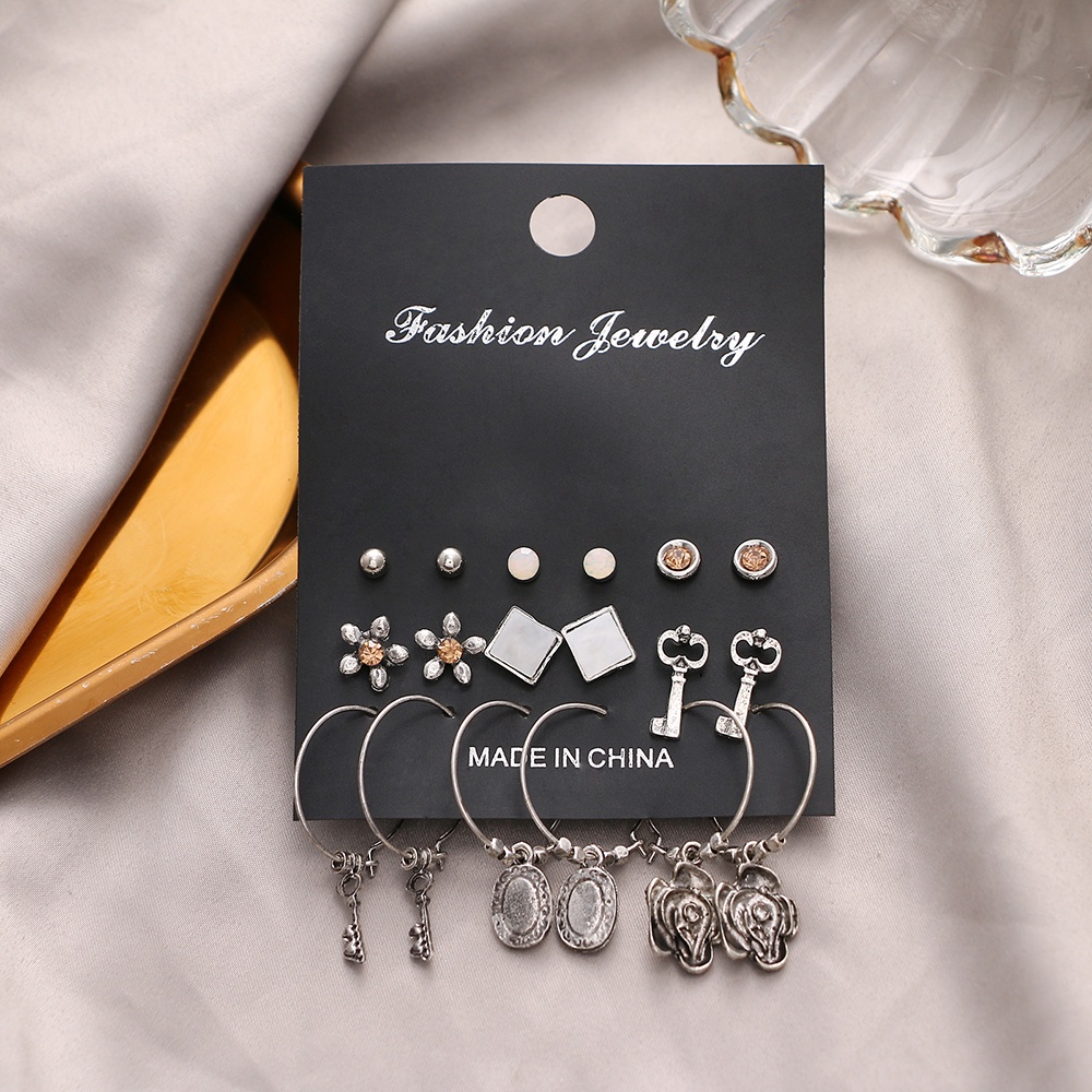 Conjunto De Aretes Retro Coreanos Geométricos Para Mujer Joyería De ...