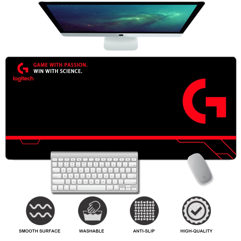 Logitech Mousepad Extended Negro Rojo Grande Gaming Mouse pad Borde ...