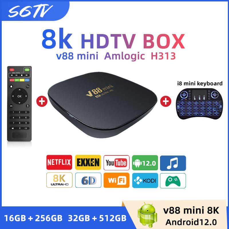 2022 Último V88 Smart TV Box 32 + 512GB Android 12.0 8K Ultra HD Reproductor De Vídeo De Gama ...