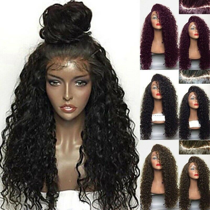 1PC Mujeres Peluca Larga Ondulada Afro Kinky Rizado Pelucas De Pelo ...