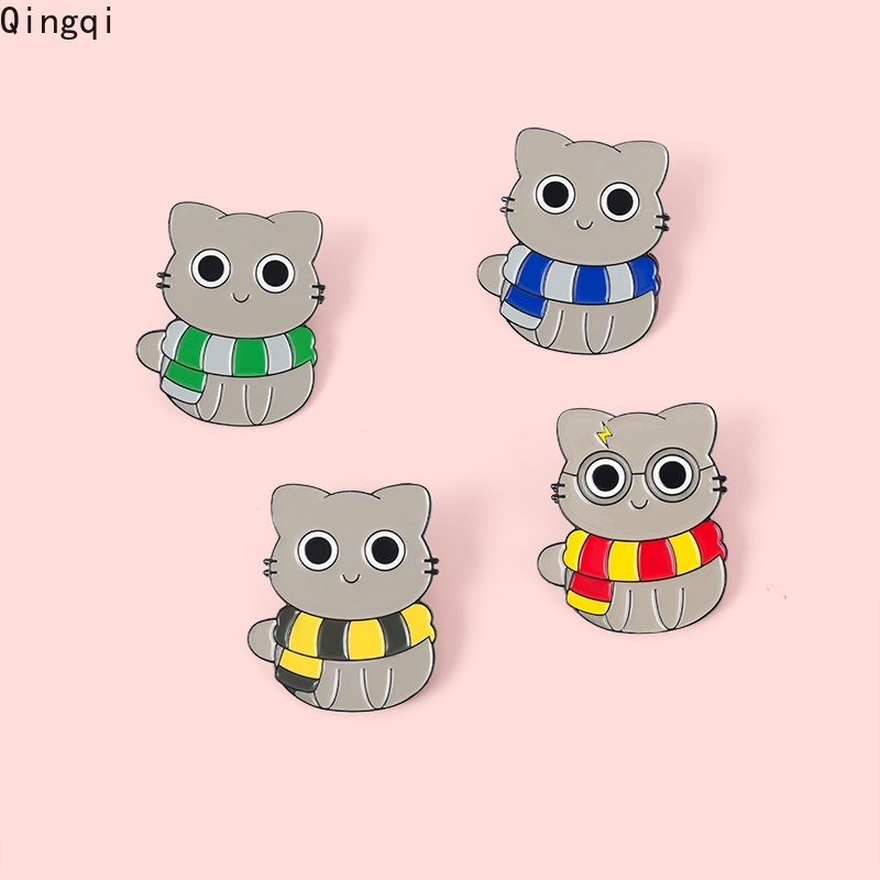 Lindo Bufanda Gato Esmalte Pin Broche De Dibujos Animados Camisa ...