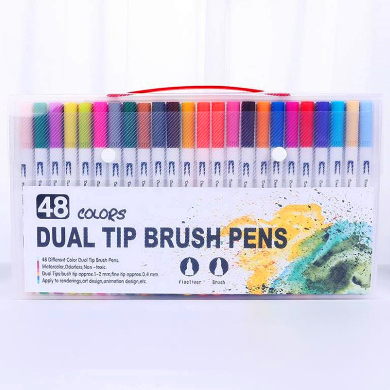 Kit De Bolígrafos De Colores Doble Punta 12/24/36/48 Colores Marcadores ...