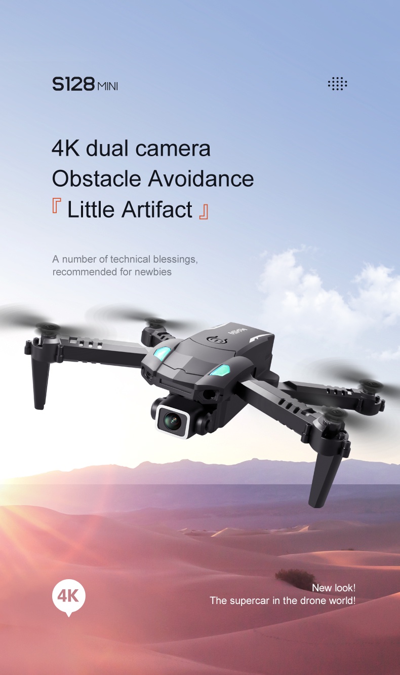 S128 Mini Drone 4K HD Cámara Tres Caras Evitación De Obstáculos ...