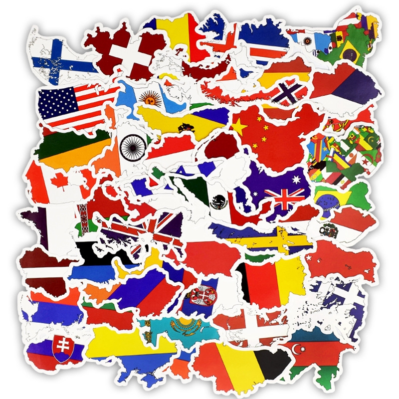 50Pack Países Del Mundo Bandera Pegatinas Nacional Pegatina Aprender ...