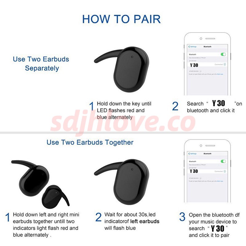 Y30 audífonos inalámbricos Bluetooth 5.0 TWS a prueba de agua 2200mAh con cancelación de ruido ...