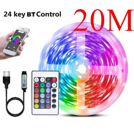 20M Bluetooth Música 5M 10M 15M 20M RGB Led Tira De Luz SMD 5050/2835 ...