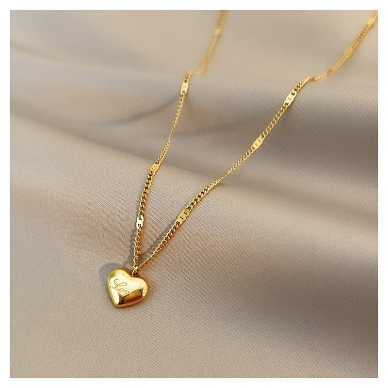Collar Con Colgante De Corazón De Oro De Acero Inoxidable Para Mujeres ...