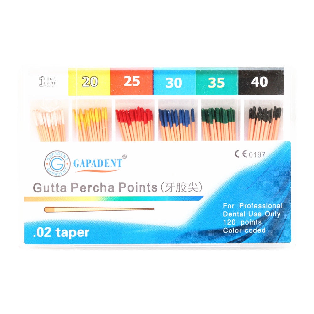 120 puntos/caja GAPADENT Dental Gutta Percha puntos .02 endodoncia ...
