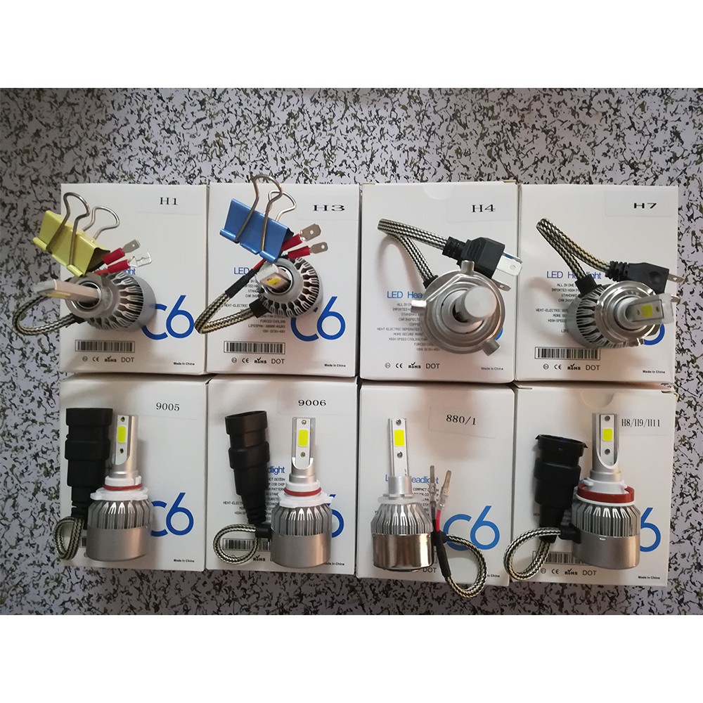 2 Piezas C6 Faro LED H4 H7 H8 H11 H1 HB3 HB4 9006 Bombilla Para Coche 7600LM 6000K | Shopee Colombia