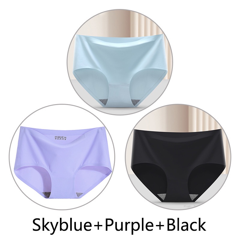 Kit 3 Panty Sin Costuras De Seda De Hielo Para Mujeres M Xxl Talla