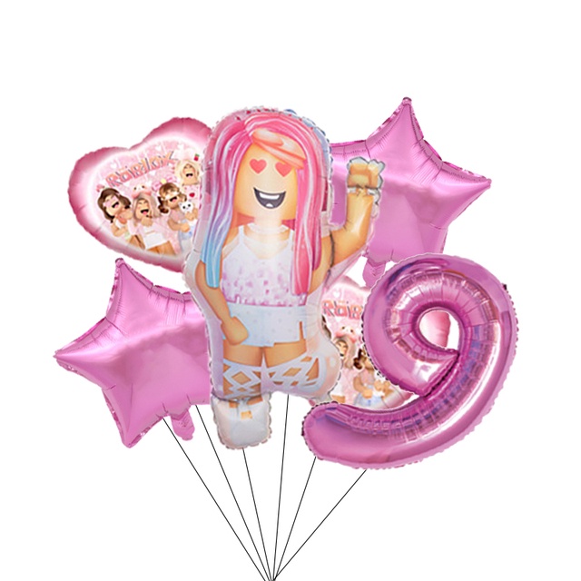 6 Pzs Globos De Aire Rosa Roblox Con Número De 32 Pulgadas Decoración ...