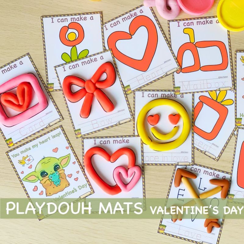 Playdough Mats tarjeta de actividad de san valentín/hoja de trabajo de ...