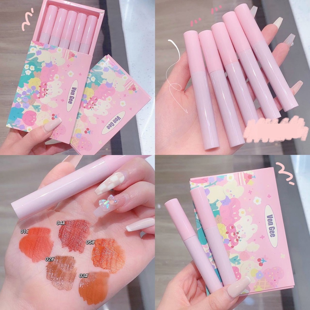 Von Gee 5 Juegos De Pintalabios Set Box Mate Mist Face Velvet Maquillaje | Shopee Colombia