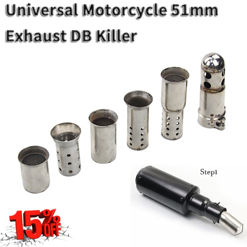 Universal 51mm Motocicleta Tubo De Escape Silenciador Insertar Db