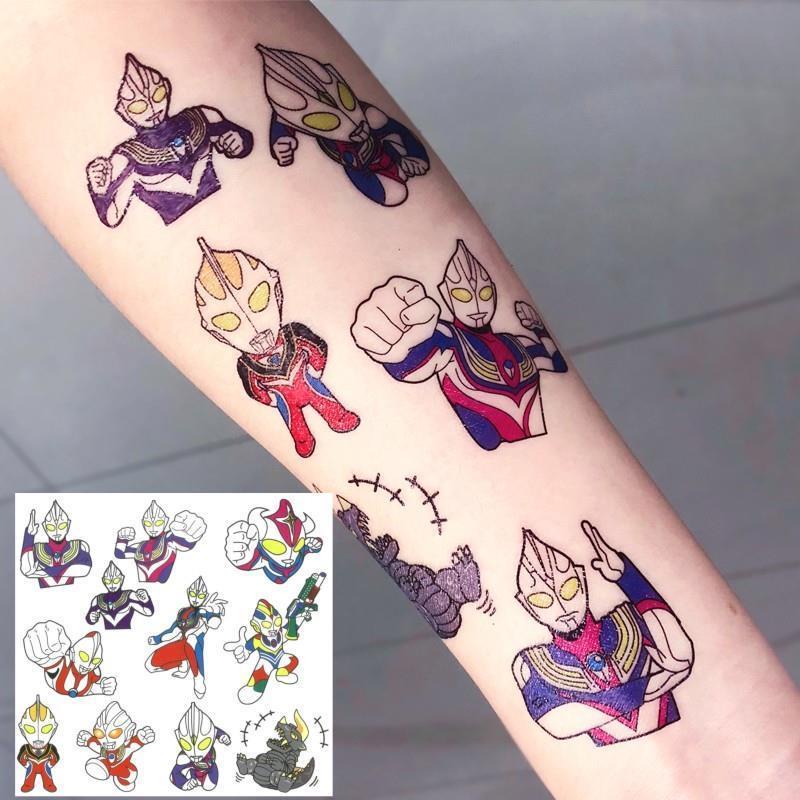 Pegatinas De Tatuaje Ultraman Bumpman Superman Dibujos Animados Niños ...