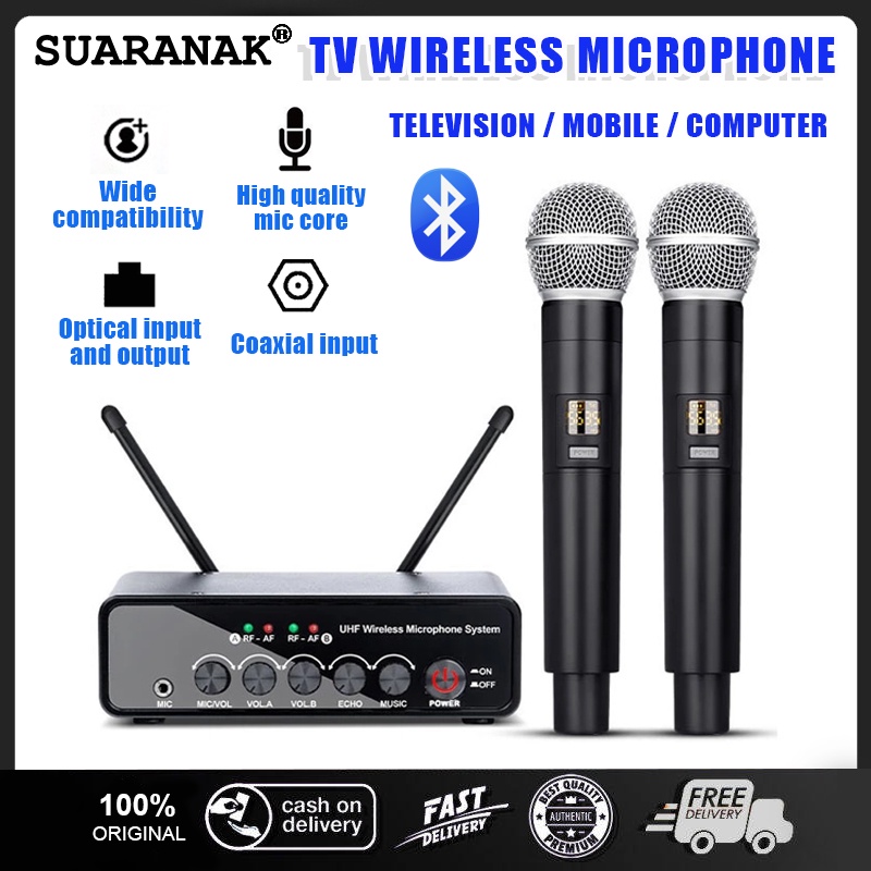 Dual UHF Bluetooth TV Sistema De Micrófono Inalámbrico Con Entrada De ...