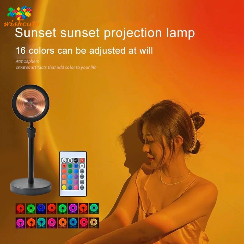 RGB Sunset LED Proyector Lámpara Luz De Noche USB Control Remoto Para ...