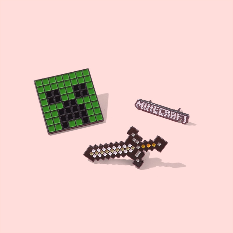 3 Estilos Juego Minecraft Solapa Pin Arma Esmalte Broche De Dibujos ...