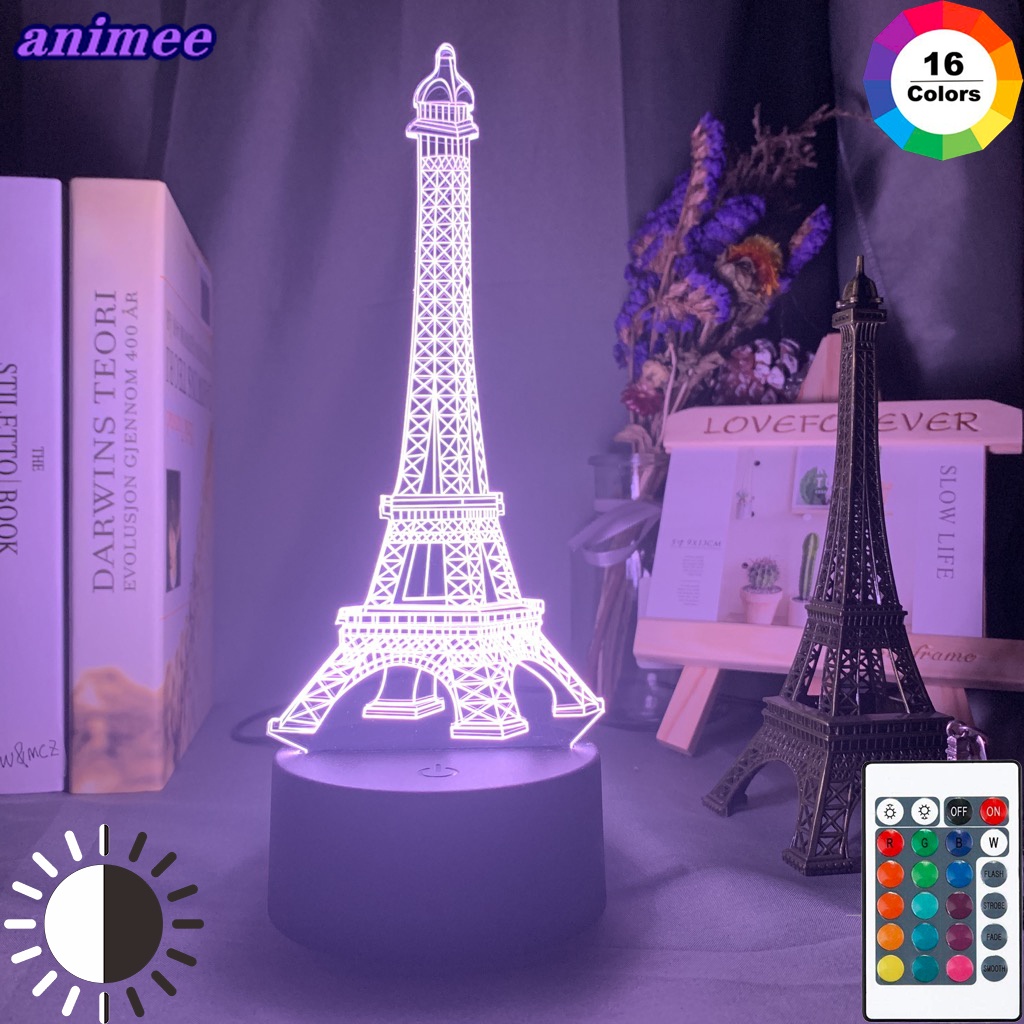 París Torre Eiffel 3d Ilusión Led Bebé Luz De Noche Cambio De Color ...