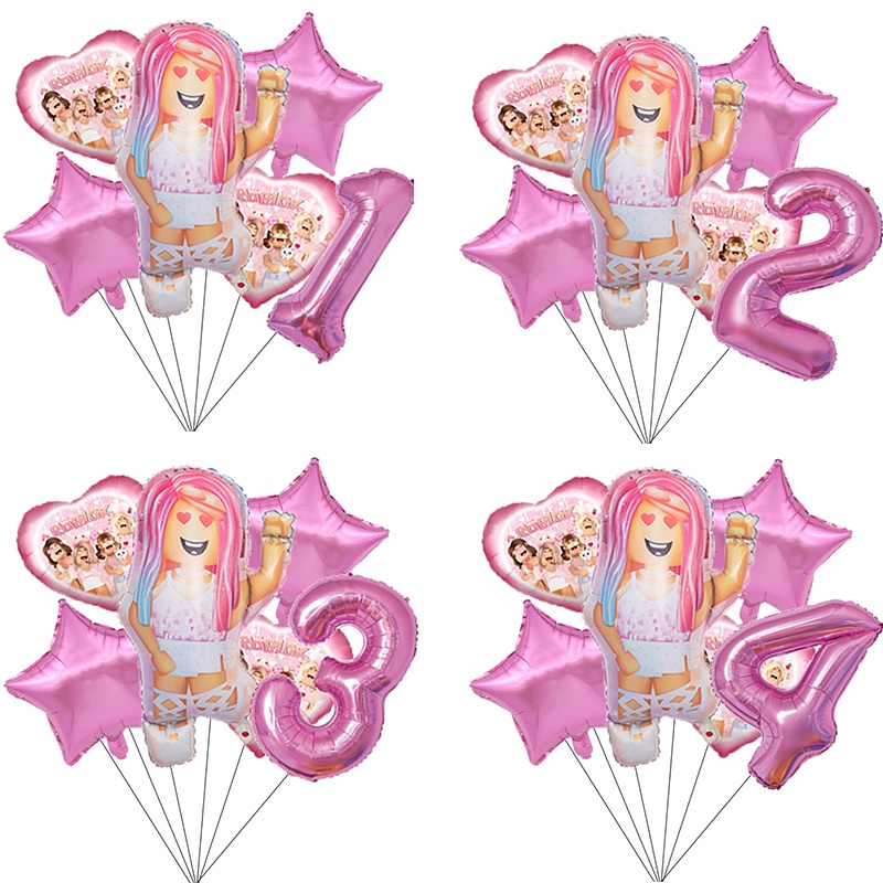 6 Pzs Globos De Aire Rosa Roblox Con Número De 32 Pulgadas Decoración ...