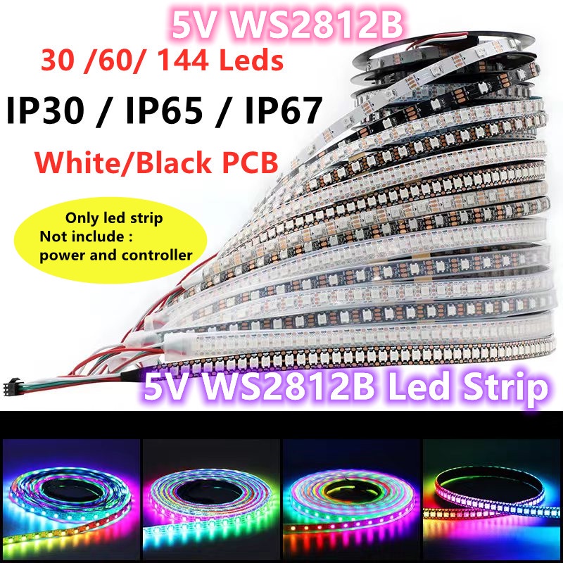 Tira De 1m/5m DC5V WS2812B WS2812 1 IC Control 1 Led Direccionable Individualmente Smart RGB Luz ...