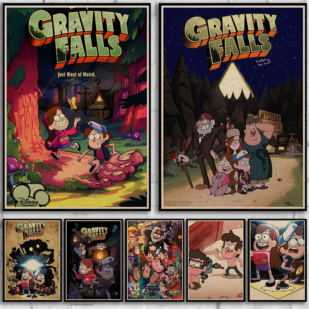 Colección De Carteles De Animación Para Niños Gravity Falls Temporada Póster Retro De Papel ...