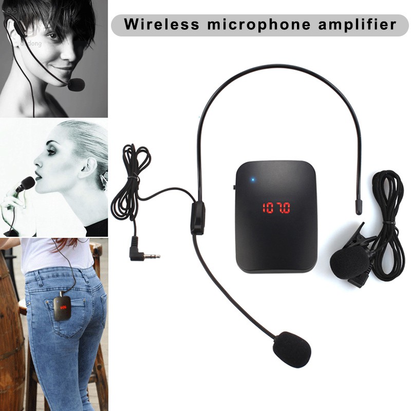 Transmisor de micrófono inalámbrico FM con auriculares y micrófono de ...