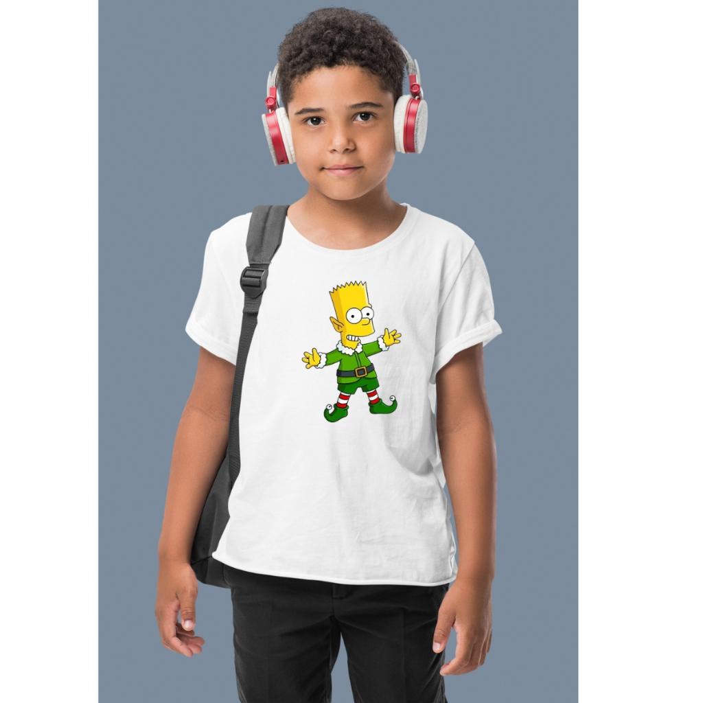 Camiseta Navideña Infantil De Bart Simpson , Disfraz De Elfo Lindo ...