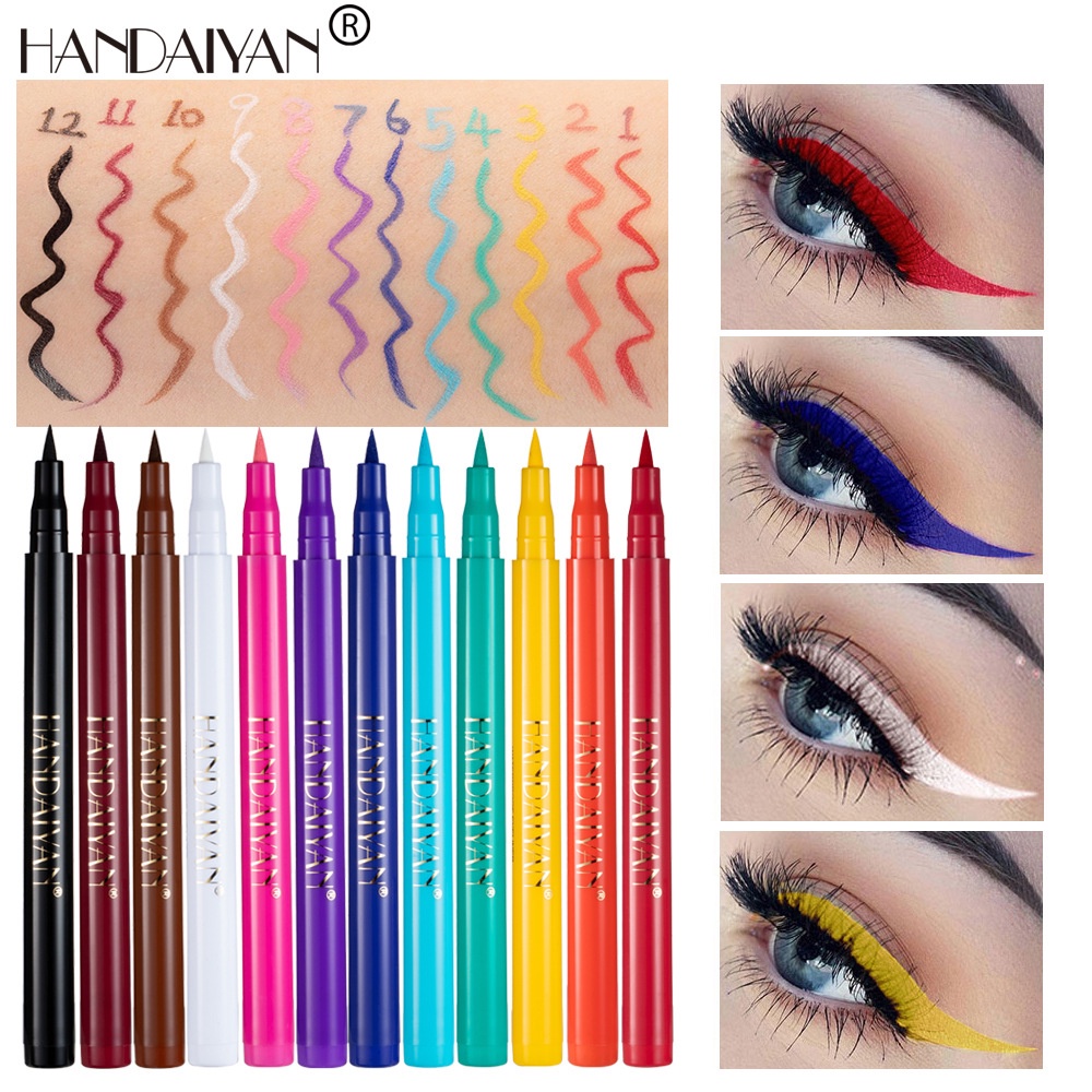 12 Colores Lápiz Delineador De Ojos Líquido Neón Colorido Maquillaje ...