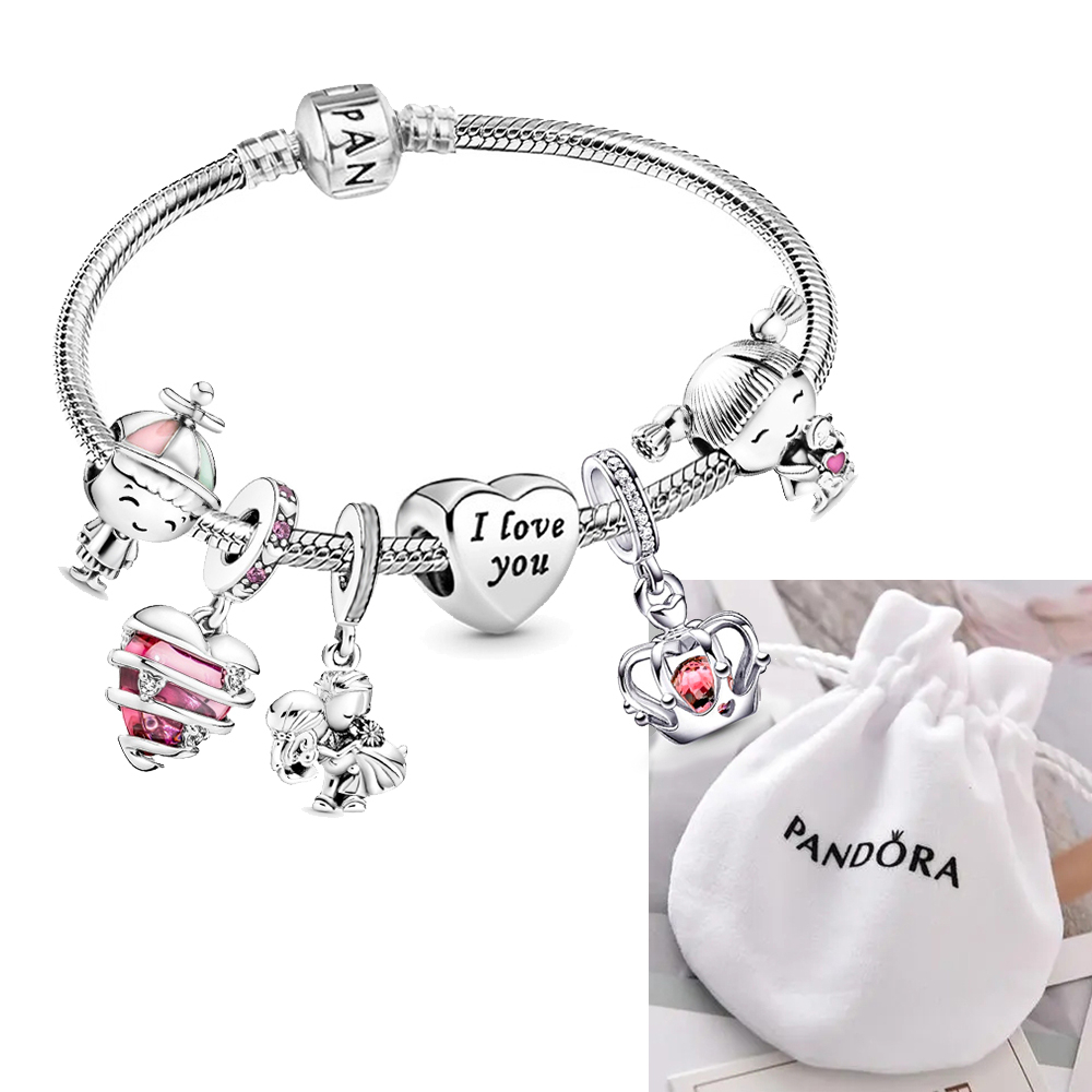 Pulsera Charms De Plata 925 Femeninos Pulseras Encantos Con Bolsa De ...
