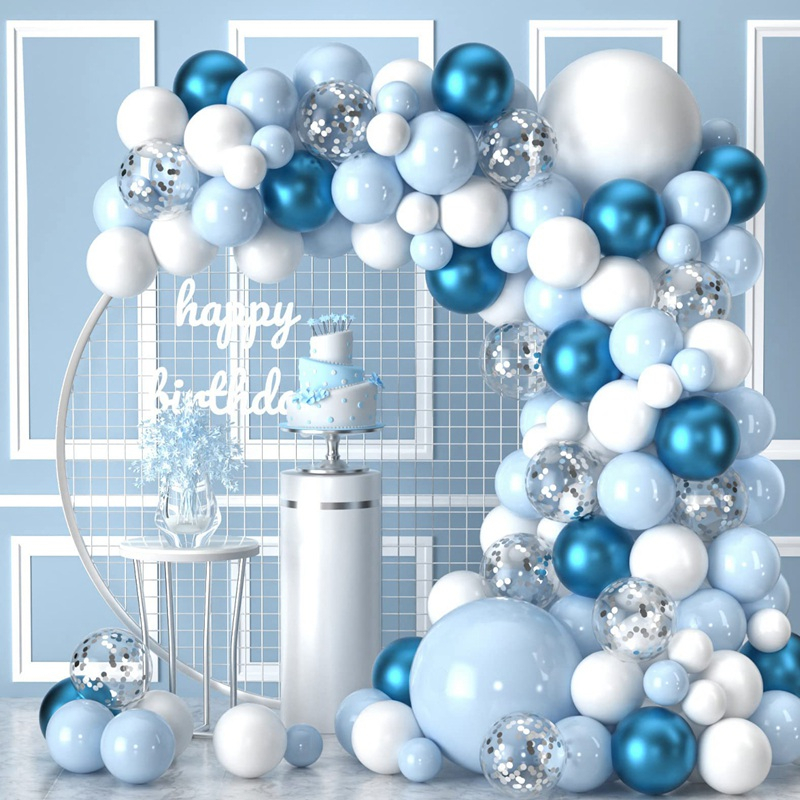 104PCS Globos Azules Guirnalda Arco Kit De Plata Decoraciones De ...