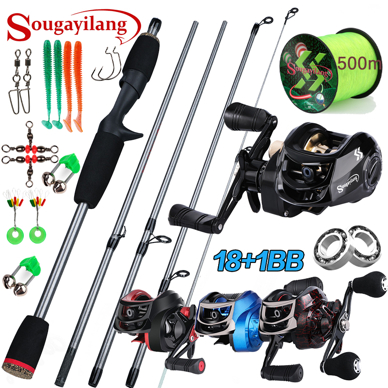 Sougayilang Caña De Pescar + Carrete Set 1.70M/5.5FT Con Relación De Transmisión 7.2 : 1 Juego ...