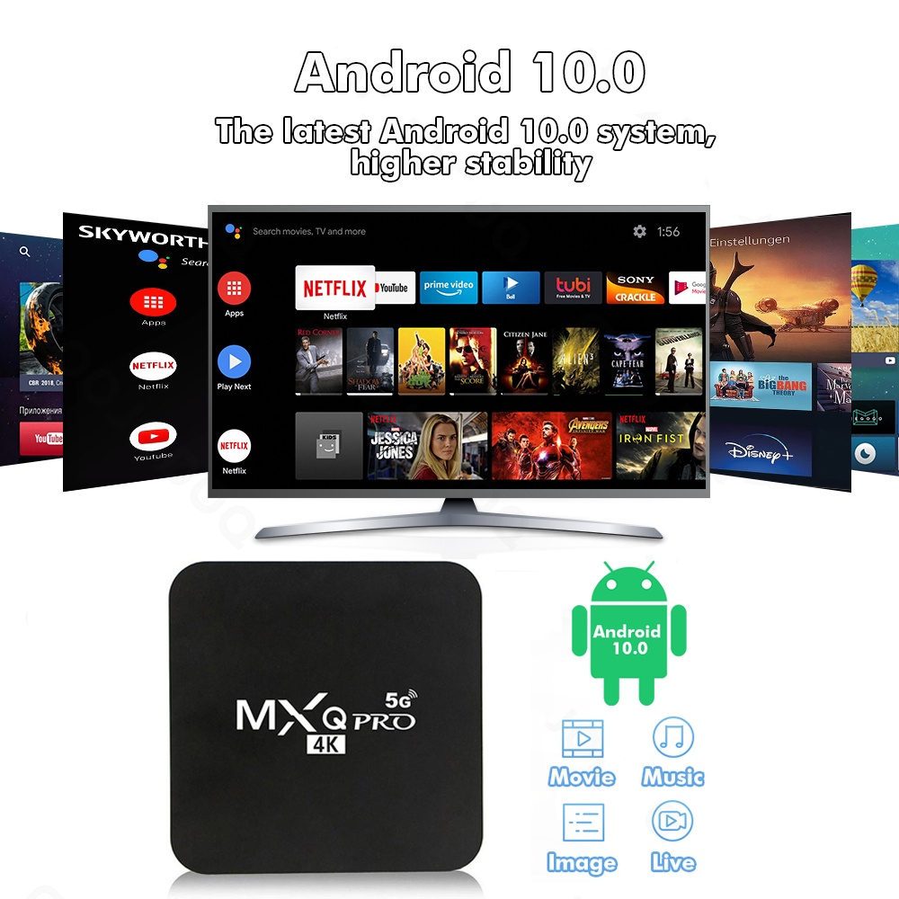 Mxq Pro 4k Hd Tv Box Smart 5g 16 Gb + 256 Wi-Fi Android 10.1 Set Top ...