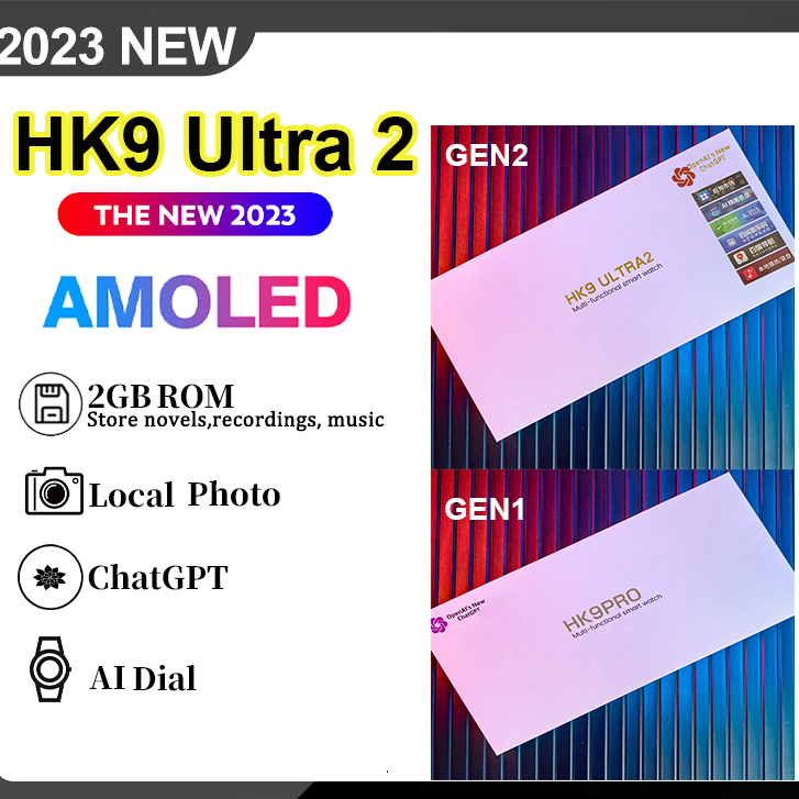 2023 HK9 Ultra 2 AMOLED Smartwatch Hombres HK8 Actualizado ChatGPT NFC Reloj Inteligente 2GB ROM ...