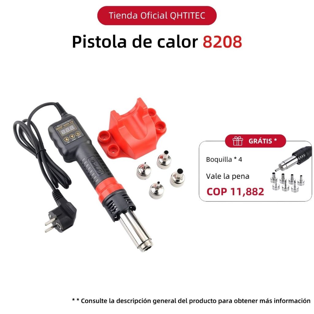 JCD Nueva Pistola De Aire Caliente Micro 8208 750W Estación De Soldadura LCD Pantalla Digital ...