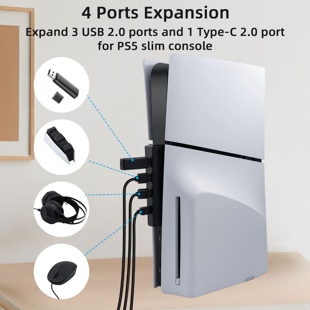 DOBE Hub USB De 4 Puertos Para PS5 Slim Disc/Consola De Edición Digital (No/PS5 Pro Console ...