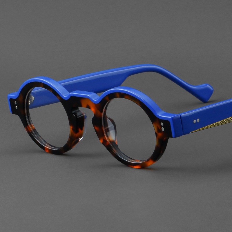 2024 Moda Acetato Redondo Gafas Marco Retro Artístico Óptico Metal ...