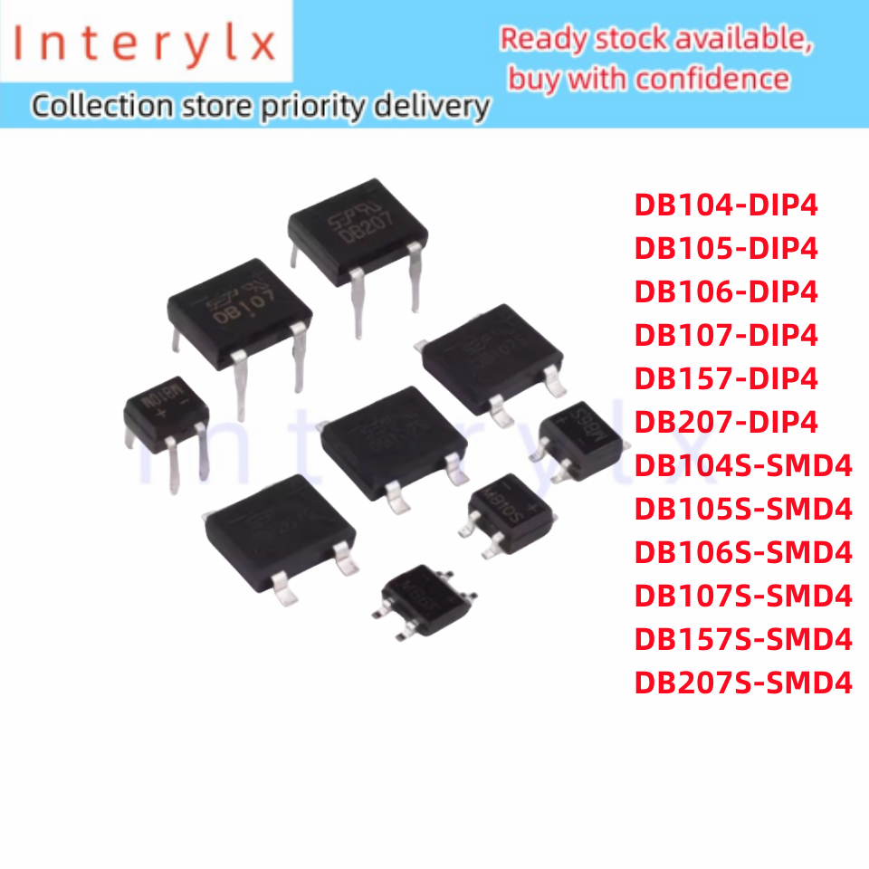 20PCS DB207 DB207S Puente Rectificador DB104 DB105 DB106 DB107 DB157 ...